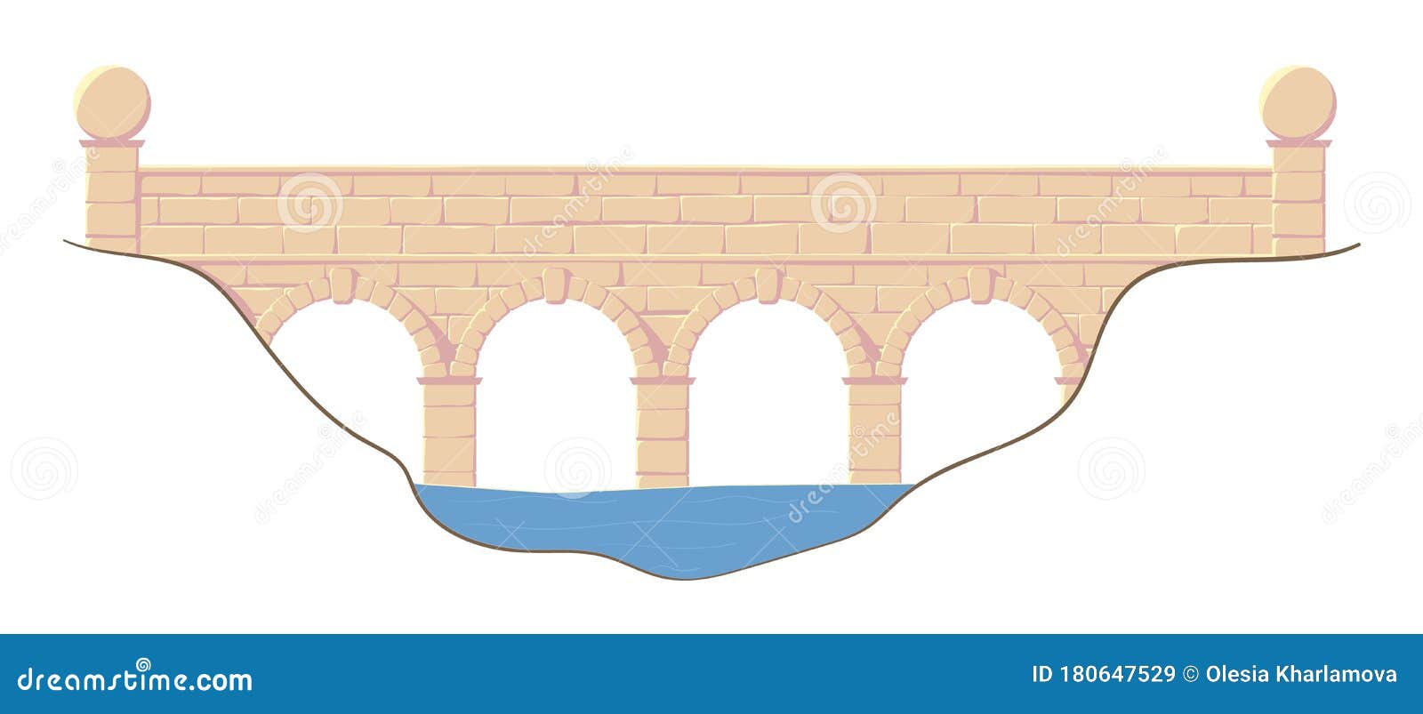 Arc Stone Bridge, River. Isolated Vector Illustration Stock ...