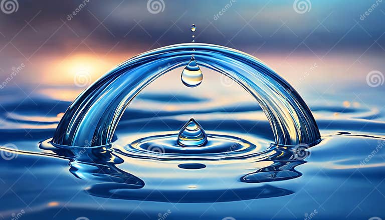 Arc of Tranquility: the Dance of Drops Stock Illustration - Illustration of abstract, connection ...