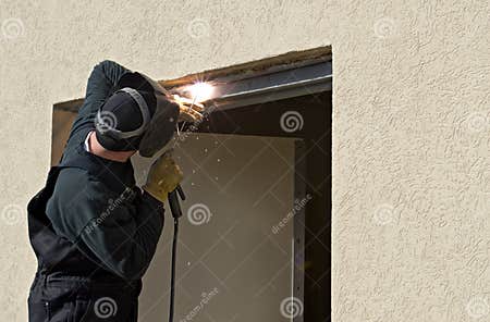 Arc Welding Door Jam stock photo. Image of laboring, flame - 7316784