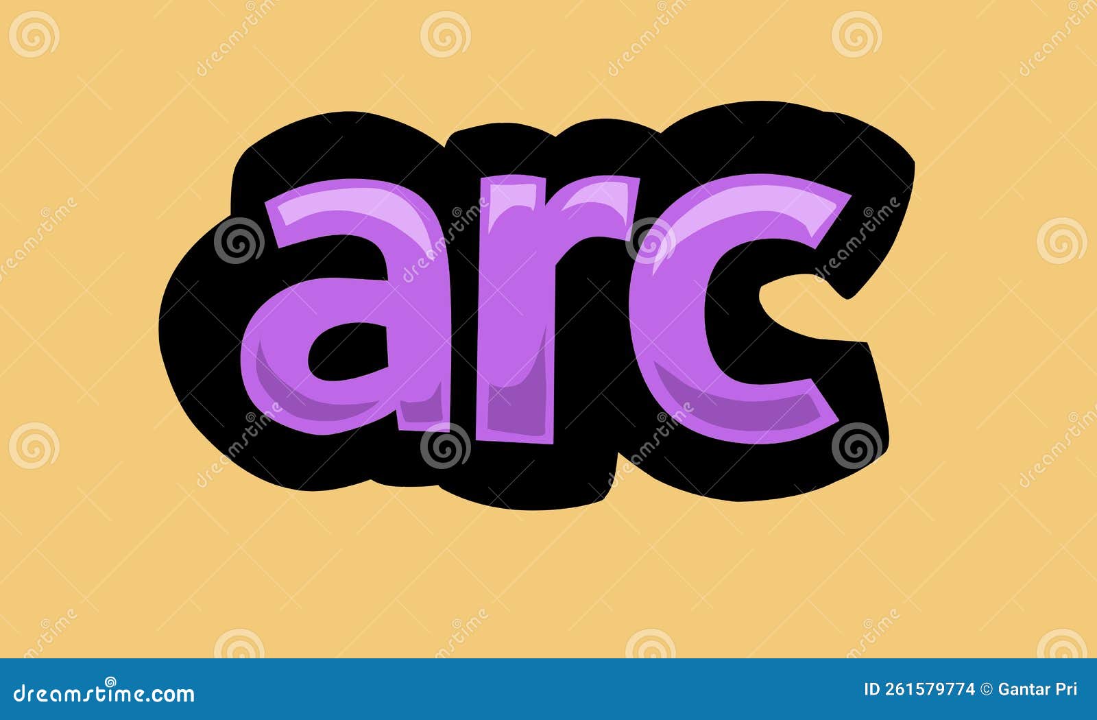 ARC Writing Vector Design on a Yellow Background Stock Illustration ...