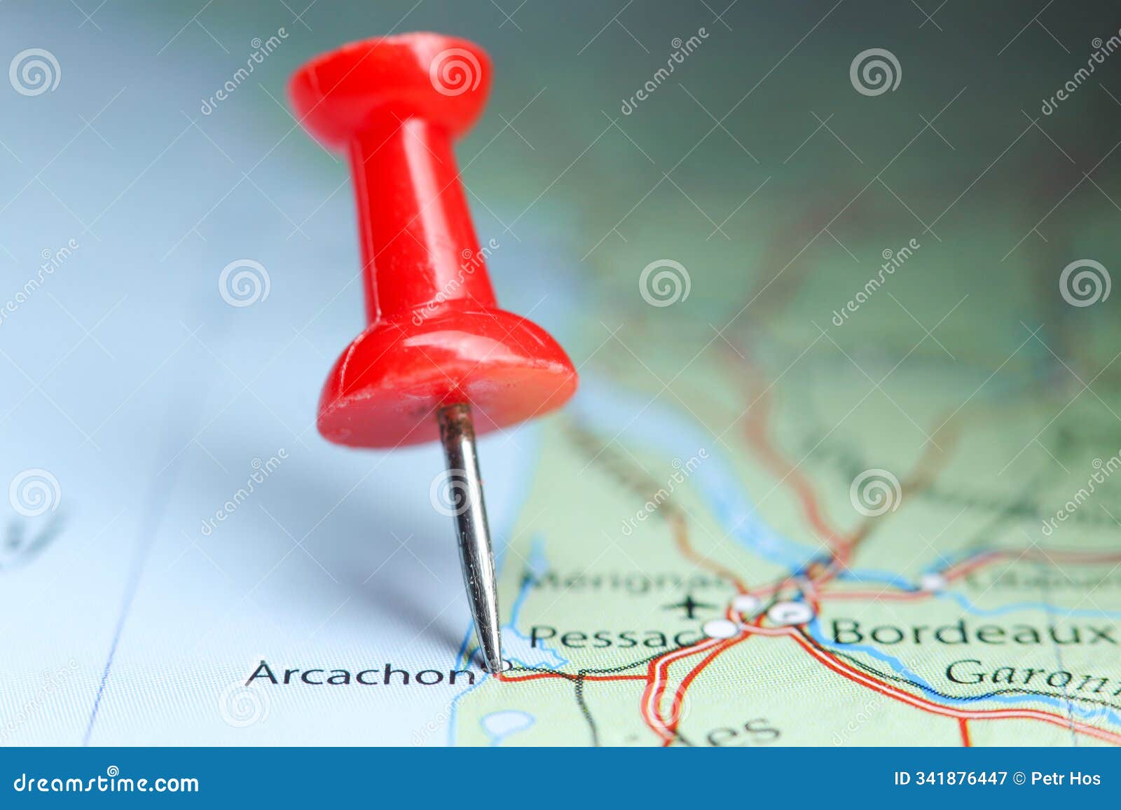 Arcachon, France Pin on Map Stock Image - Image of object, country ...