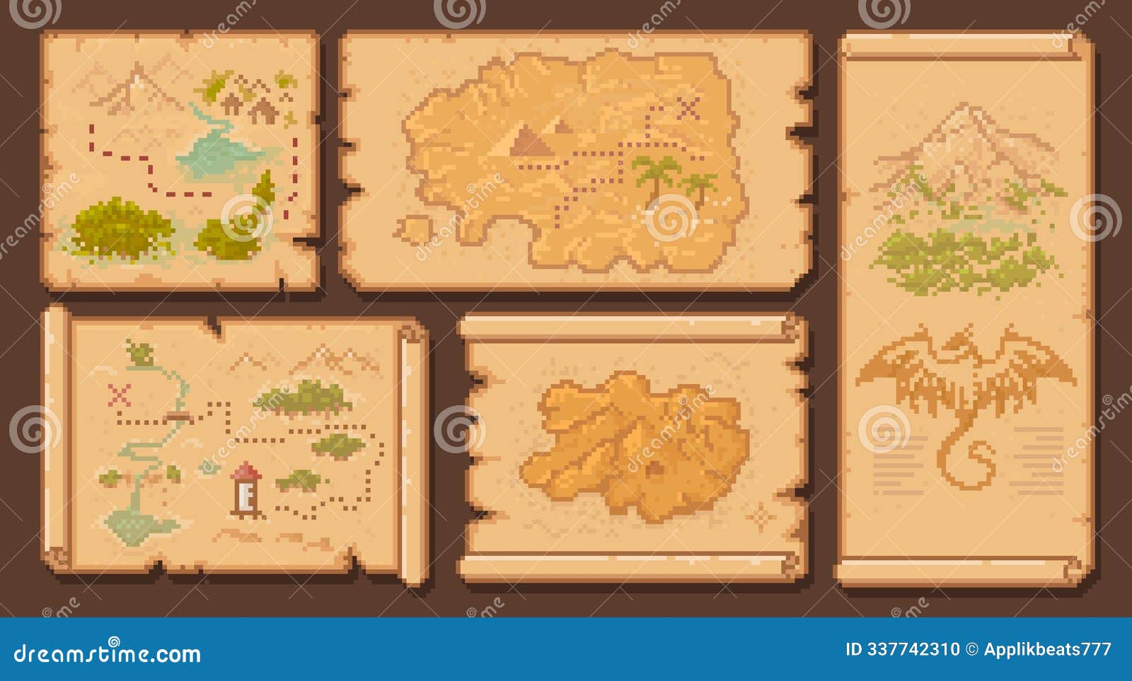 Pixel Art Treasure Pot And Sword In Stone Cartoon Vector | CartoonDealer.com #241182637