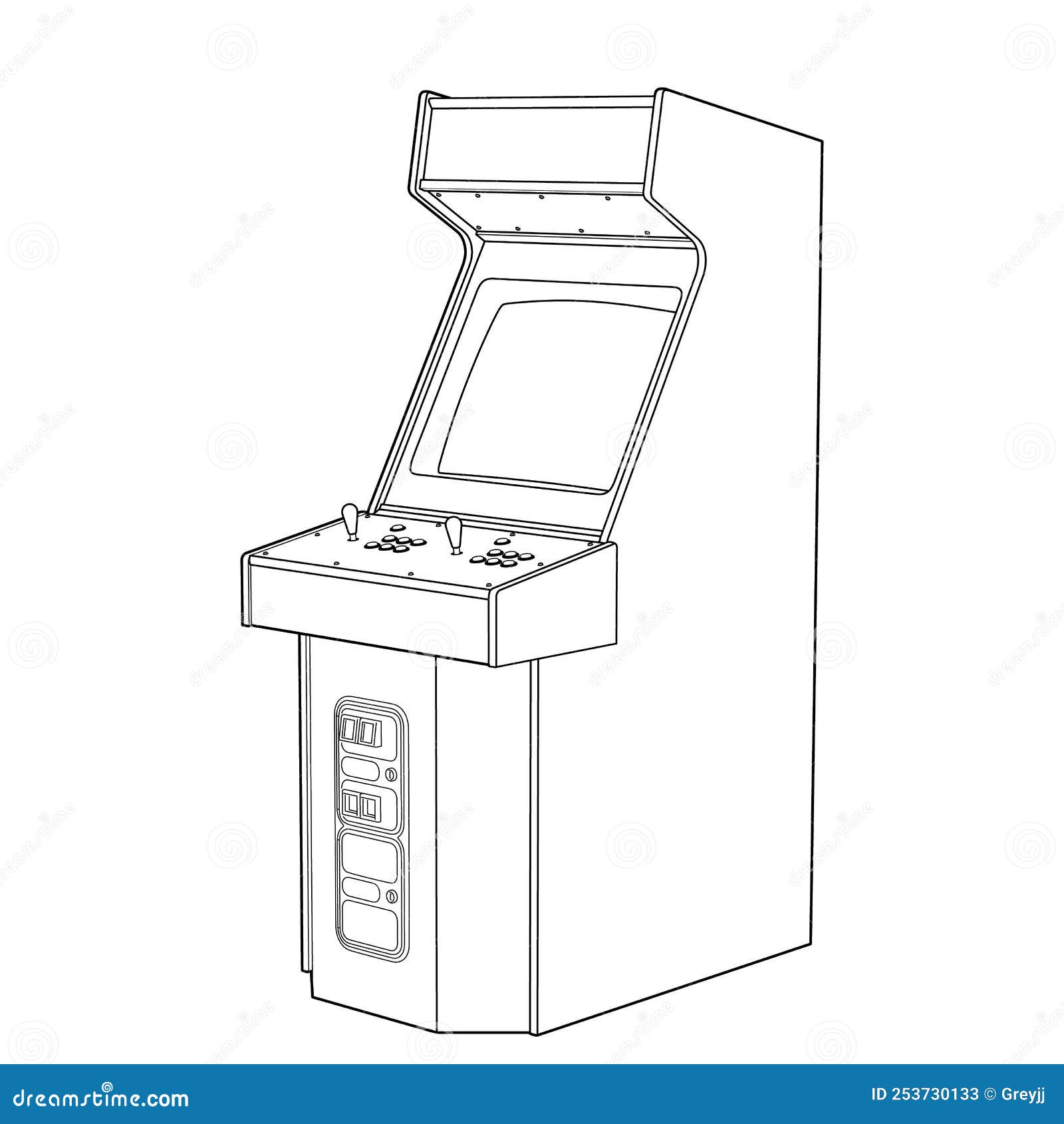 Arcade Cabinet Or Arcade Machine In Flat Style, Front View Vector ...