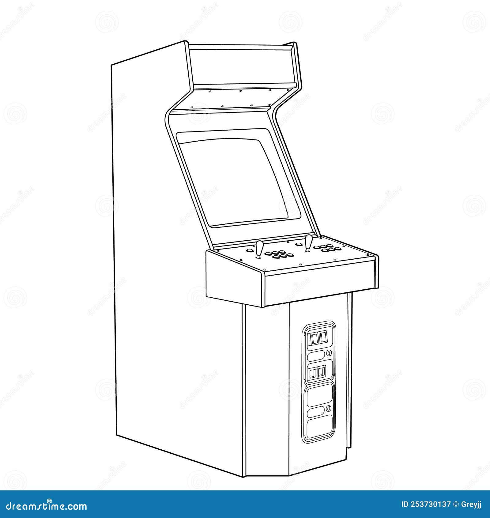 Arcade Cabinet Or Arcade Machine In Flat Style, Front View Vector ...