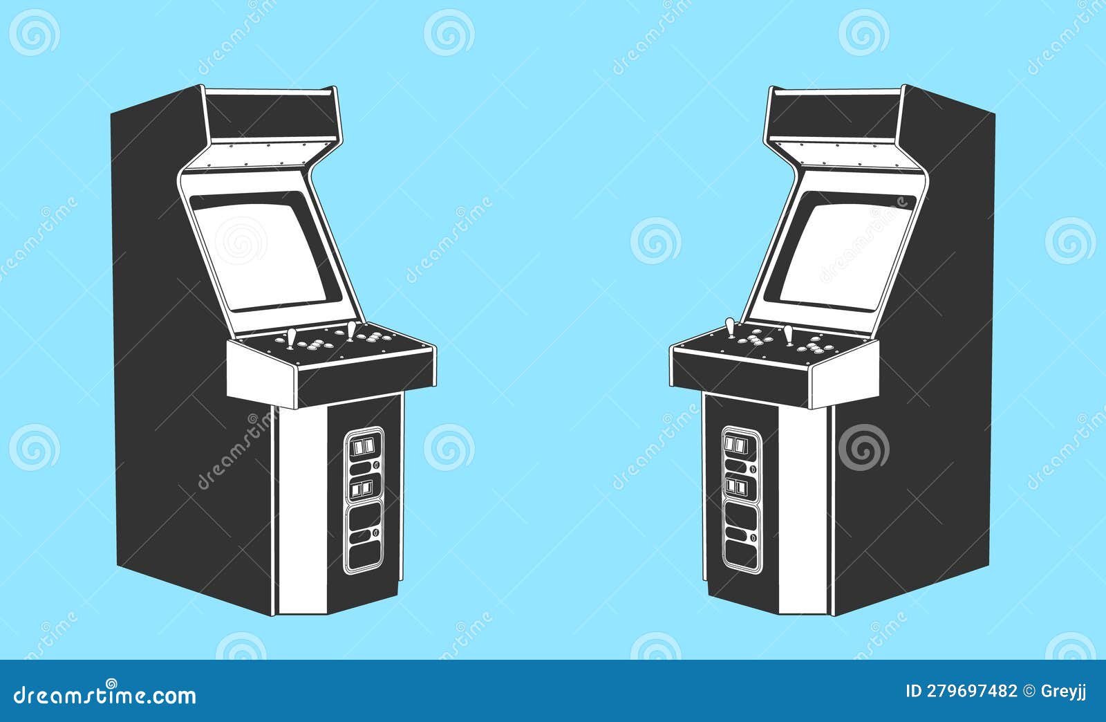 Arcade Cabinet or Arcade Machine in Silhouette Style, Oblique View ...