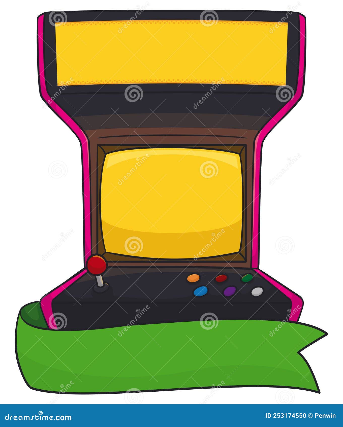 Arcade Case Decorated with Ribbon, Vector Illustration Stock Vector ...