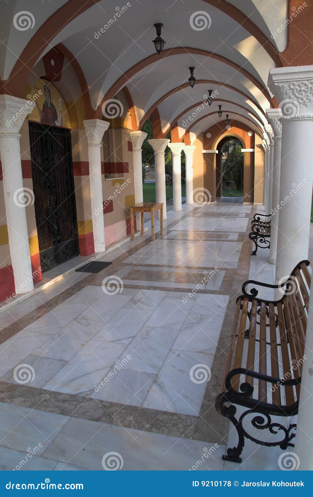 Arcade of a church stock photo. Image of bench, archway - 9210178