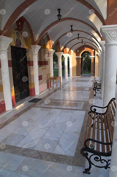Arcade of a church stock photo. Image of bench, archway - 9210178