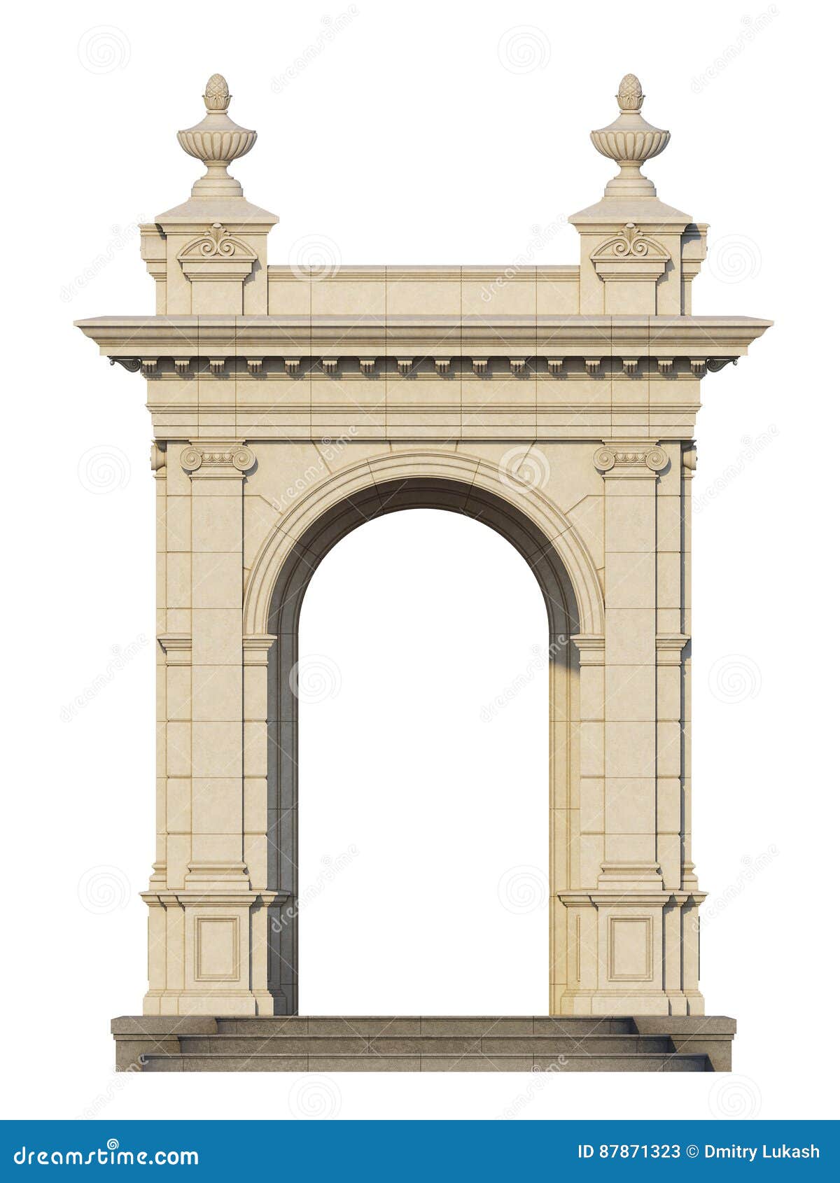 Arcade in Classic Style. 3d Render Stock Illustration - Illustration of ...