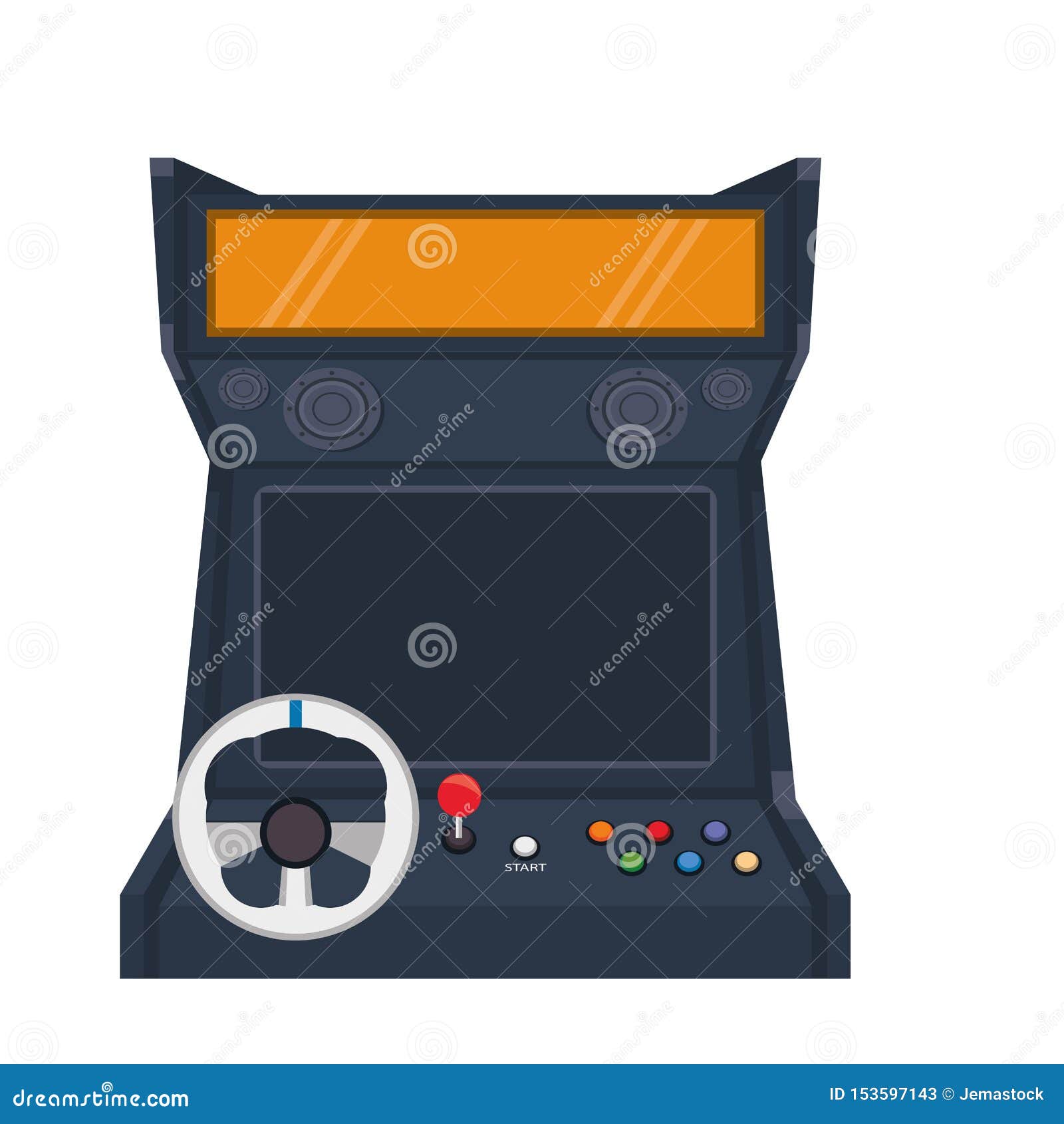 Arcade Driver Videogame with Buttons and Steering Wheel Stock Vector ...
