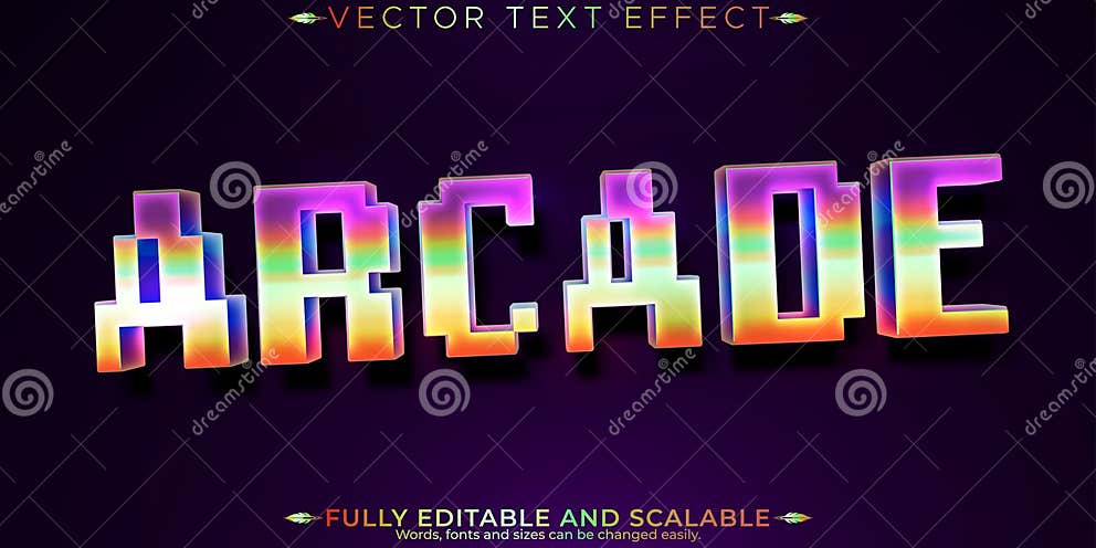 Arcade Editable Text Effect, Editable Game and Retro Text Style Stock ...