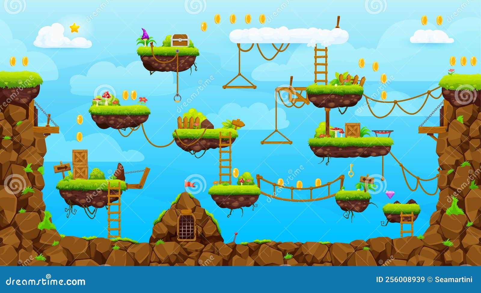 Arcade Game Level Map Interface Vector Platform Stock Vector