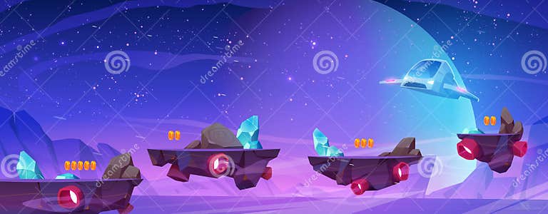 Arcade Game Level Platforms in Outer Space Stock Vector - Illustration ...