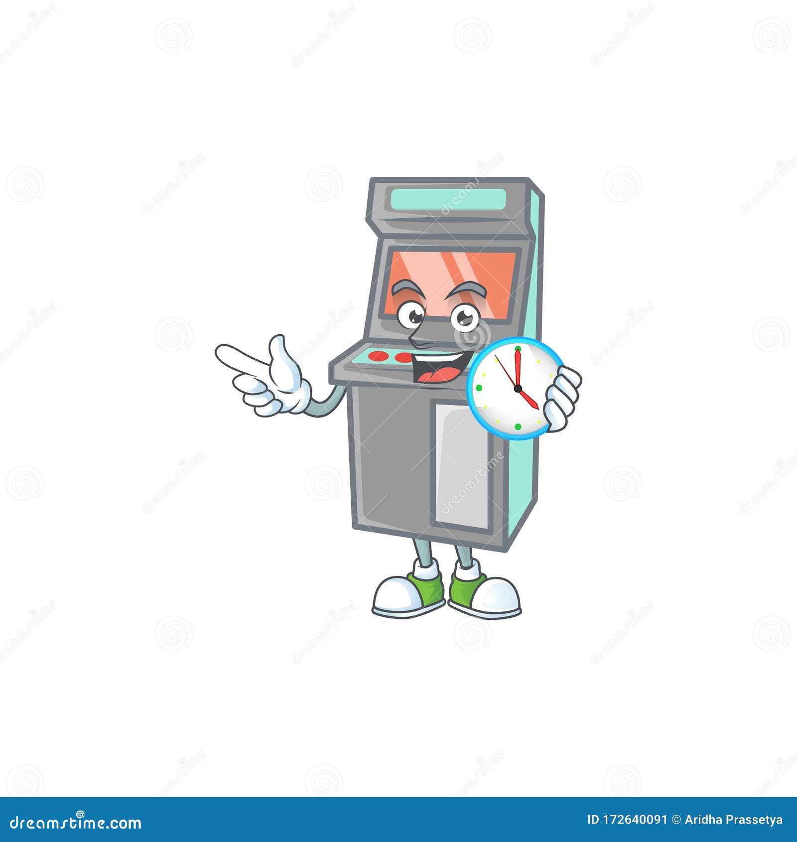 Arcade Game Machine Cartoon Character Style with a Clock Stock Vector ...