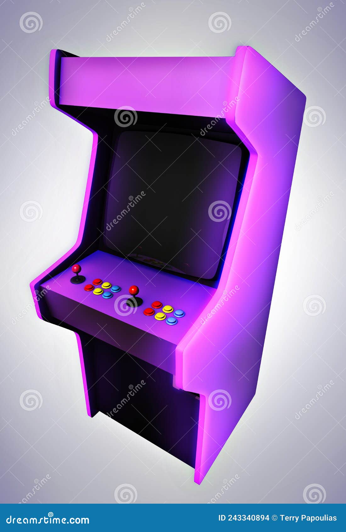 Arcade Game Machine, Perspective View Icon, 3D Rendering Template Stock ...