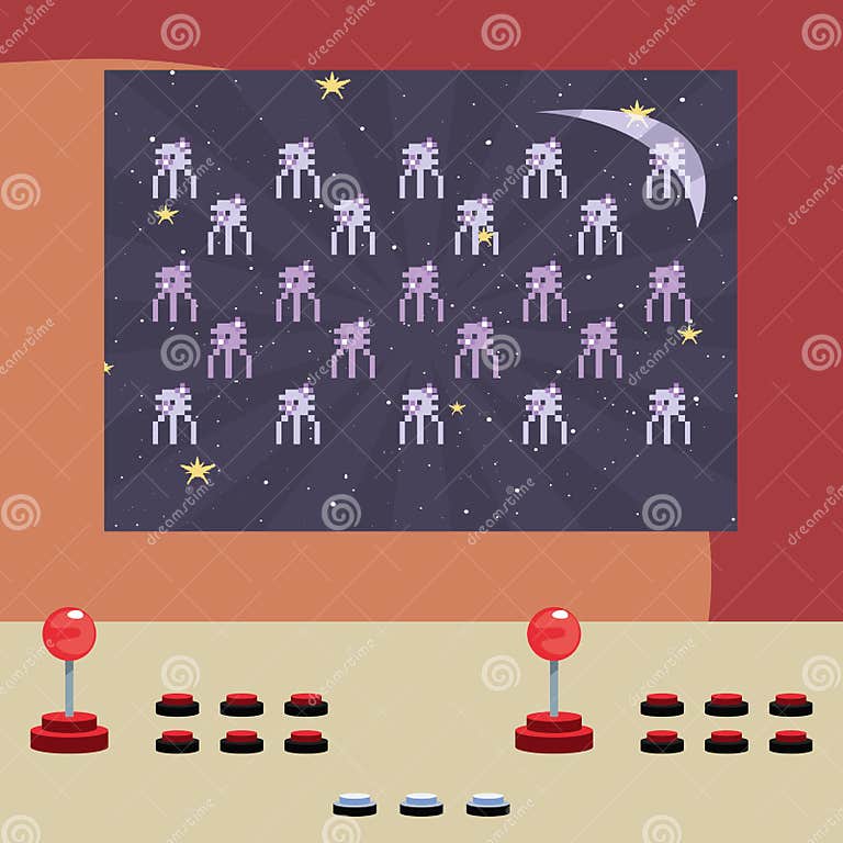 Video game retro stock illustration. Illustration of invaders - 147949064