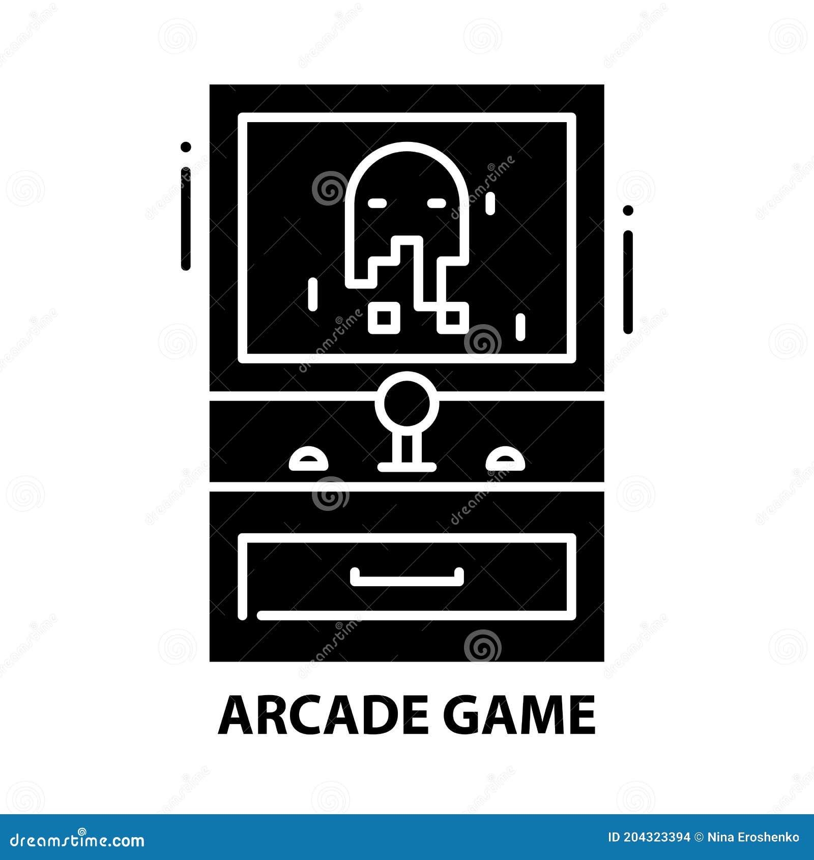 Arcade Game Symbol Icon, Black Vector Sign with Editable Strokes ...