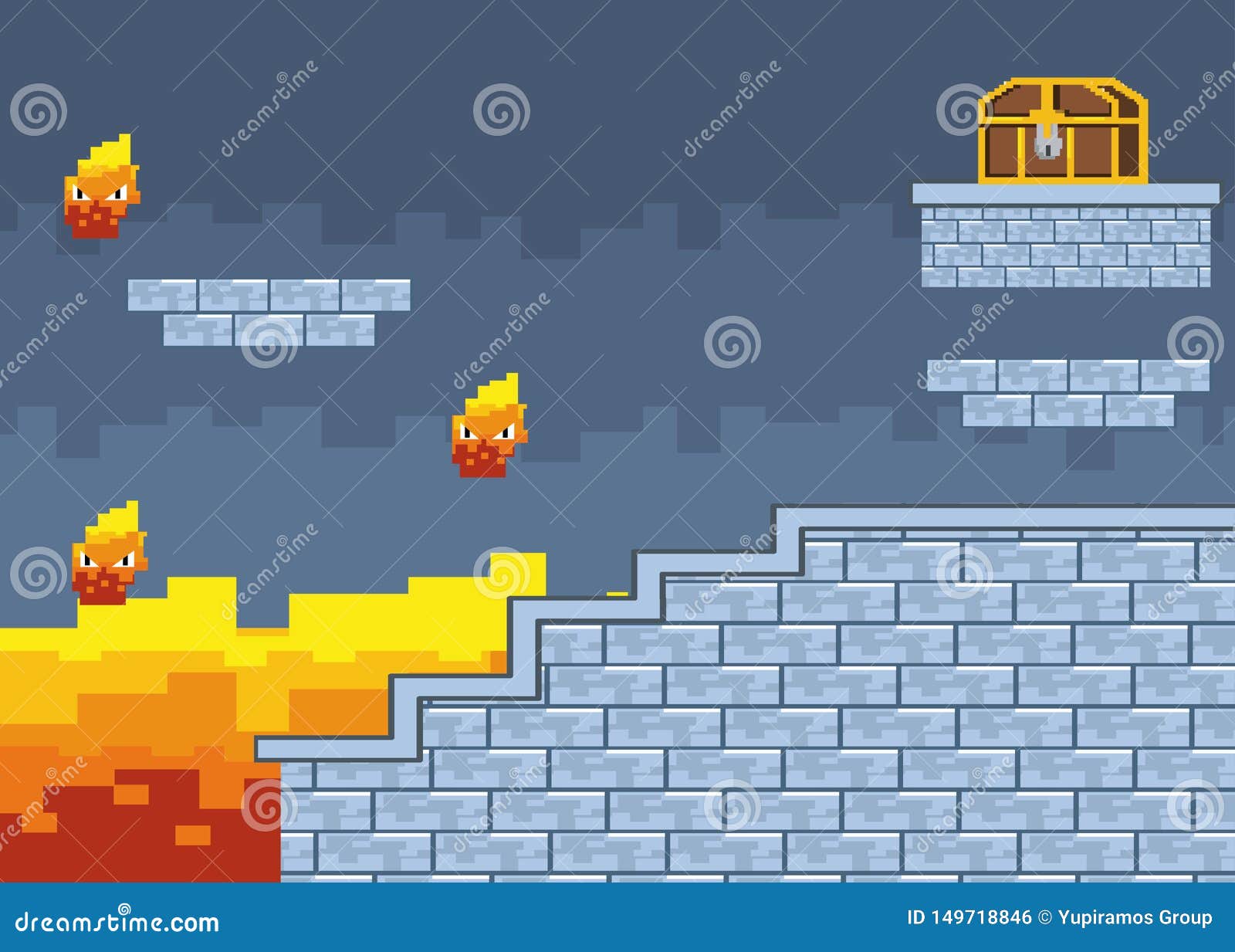 Arcade Game World and Pixel Scene Design Vector Illustration Stock ...