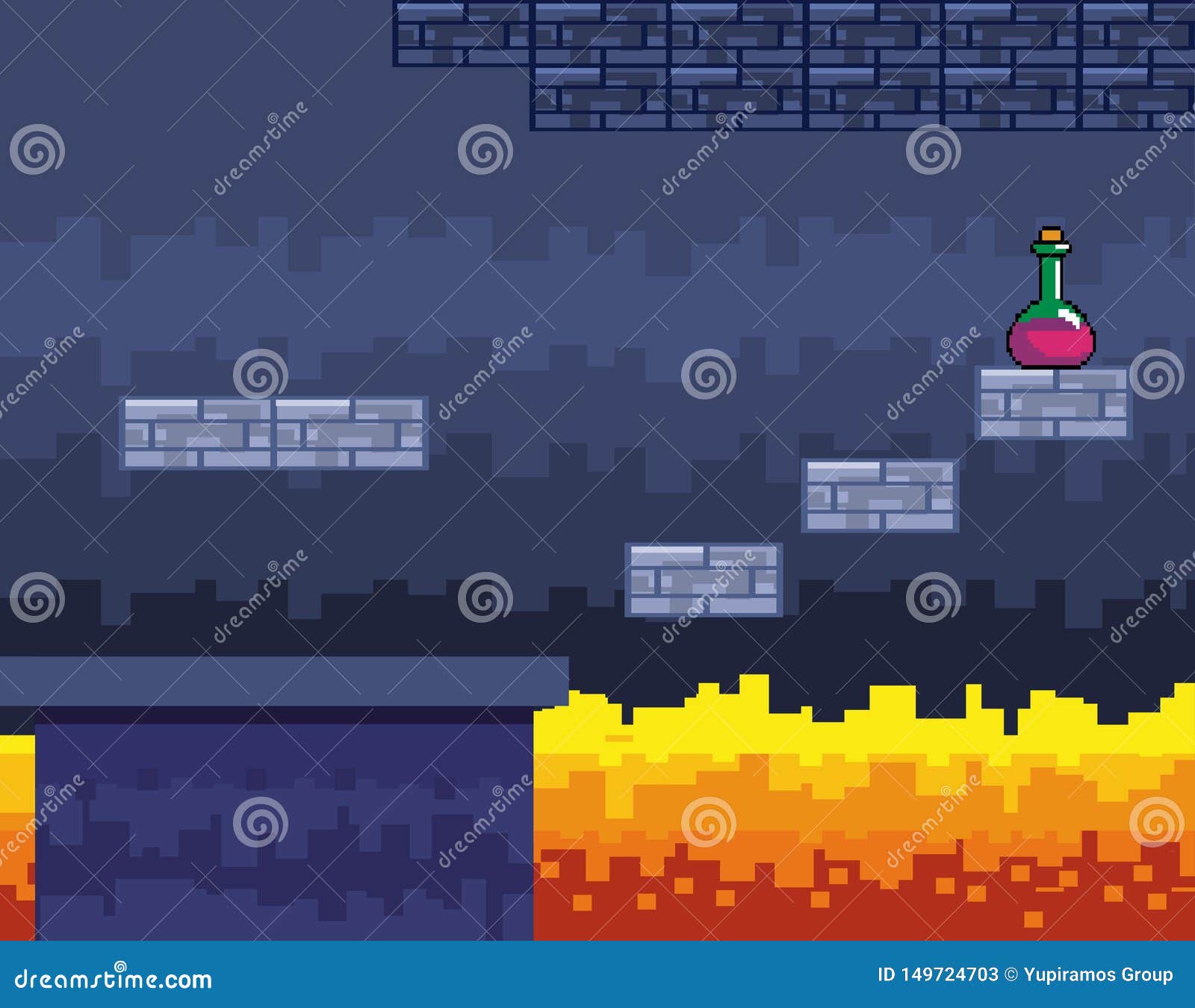 Arcade Game World and Pixel Scene Design Vector Illustration Stock ...