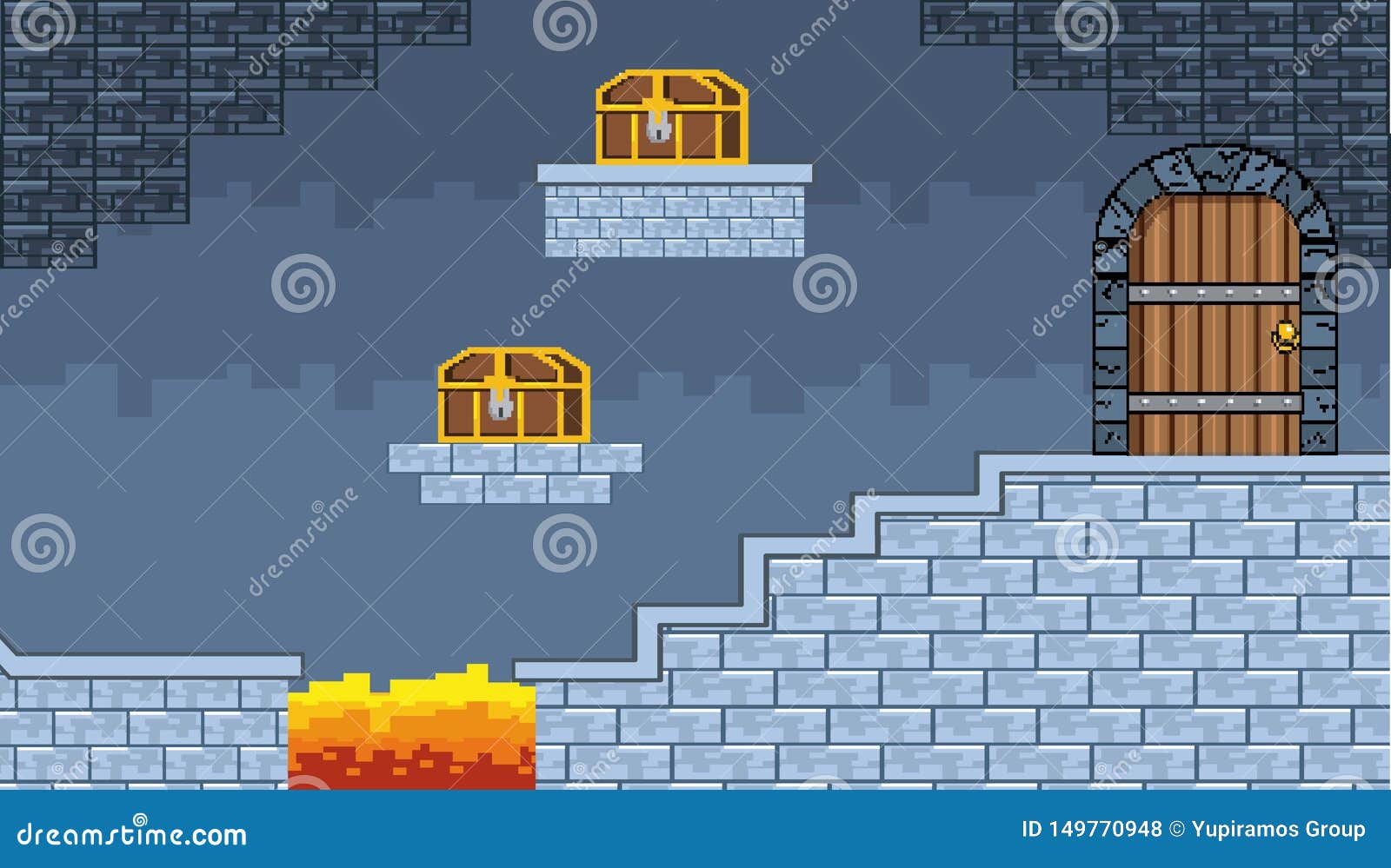Arcade Game World and Pixel Scene Design Vector Illustration Stock ...