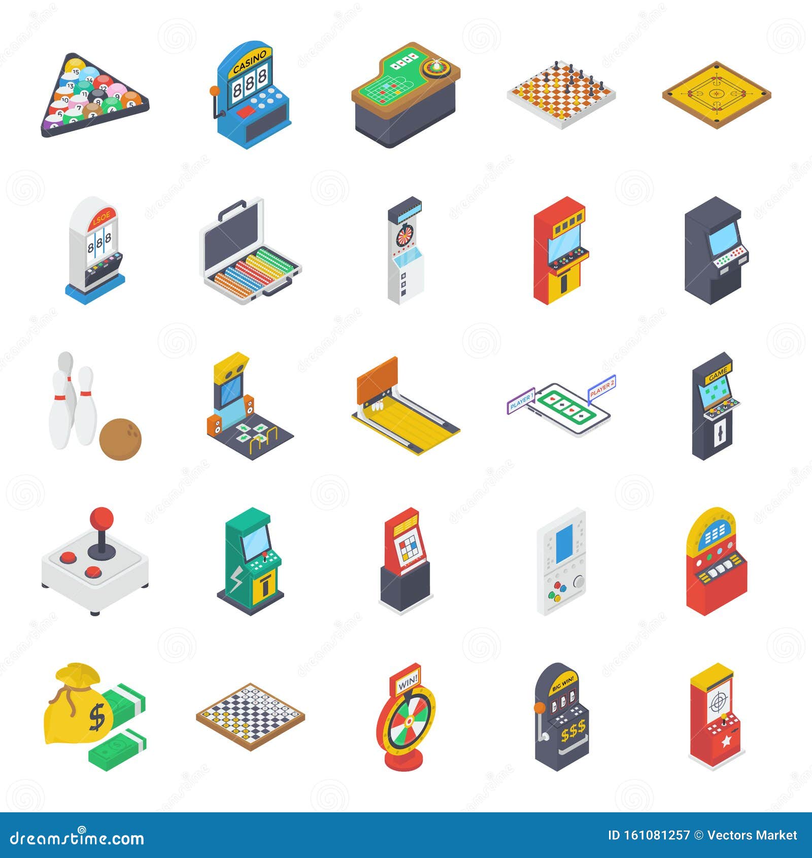 Arcade Games Machines Isometric Icons Stock Vector - Illustration of ... Arcade Games Machines Isometric Icons Stock Vector - Illustration of ...
