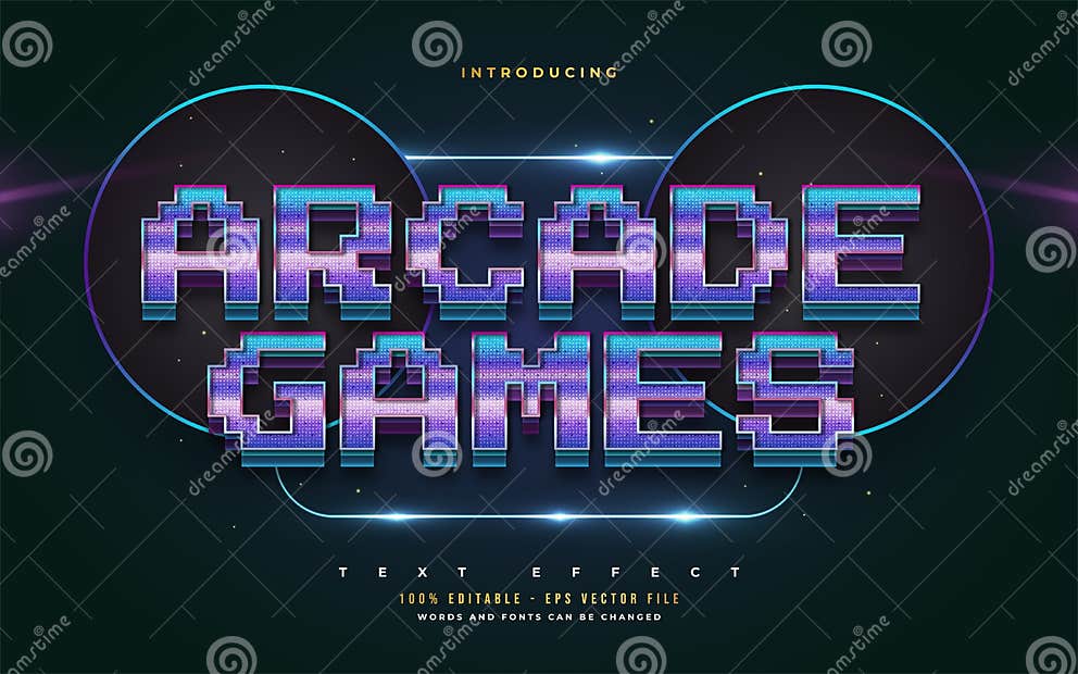 Arcade Games Text Style in Colorful Gradient with Embossed Effect ...