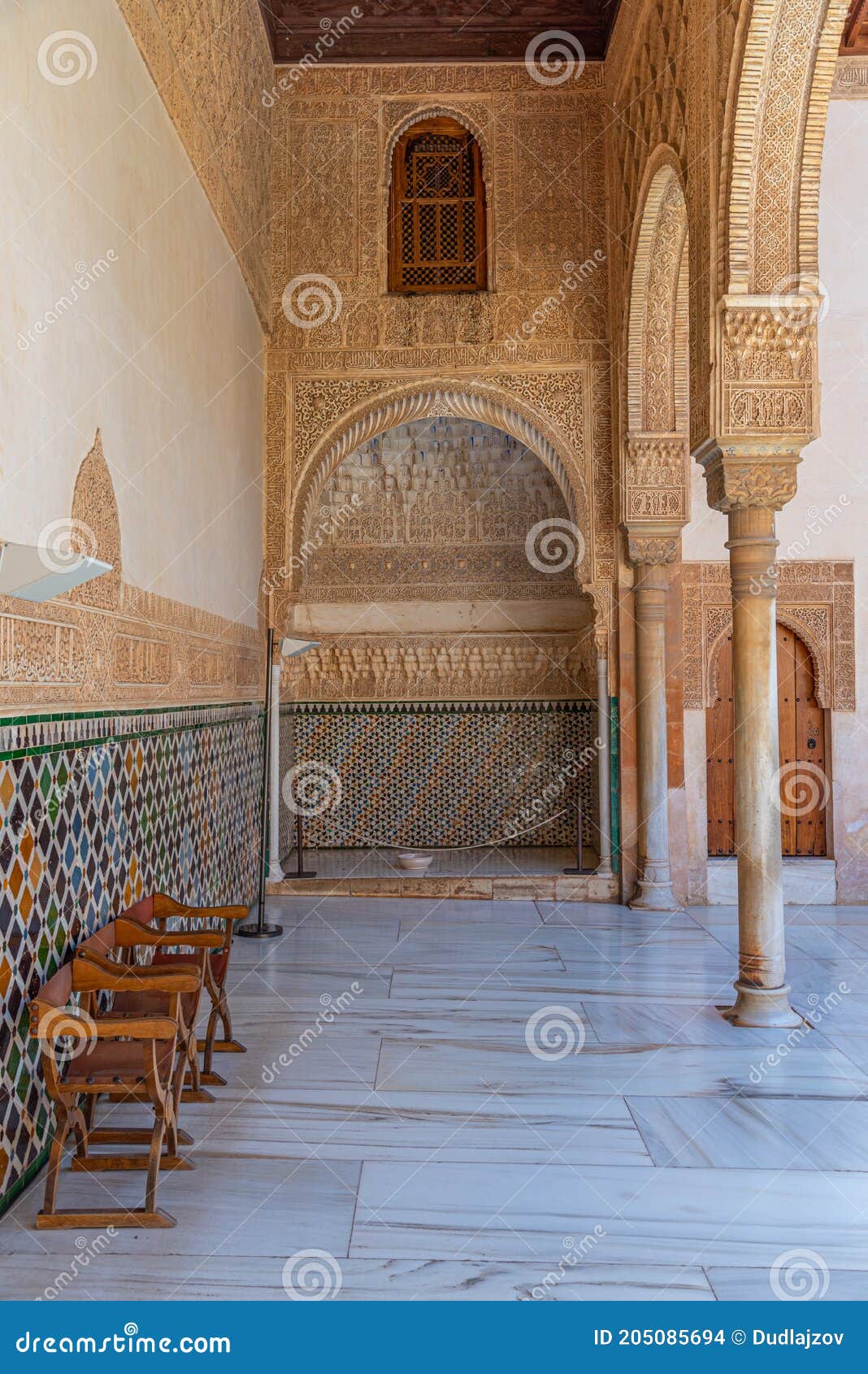 Arcade Inside of Alhambra Palace in Granada, Spain Stock Photo - Image ...