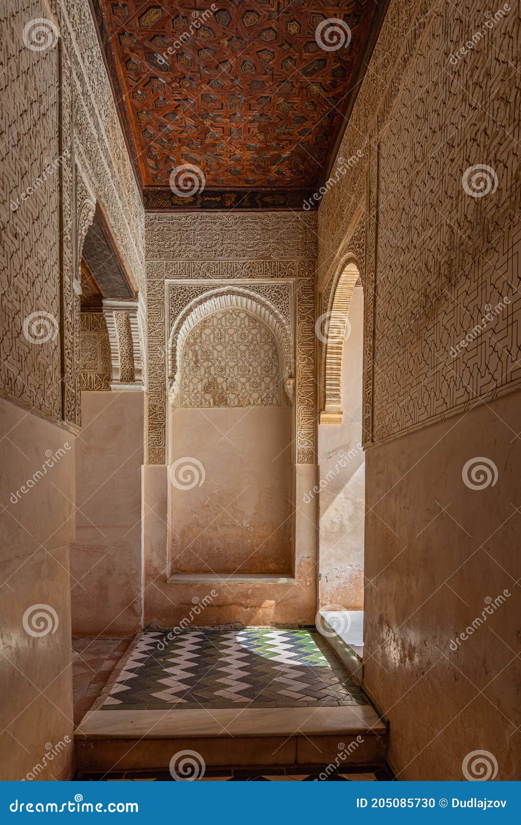 Arcade Inside of Alhambra Palace in Granada, Spain Stock Photo - Image ...