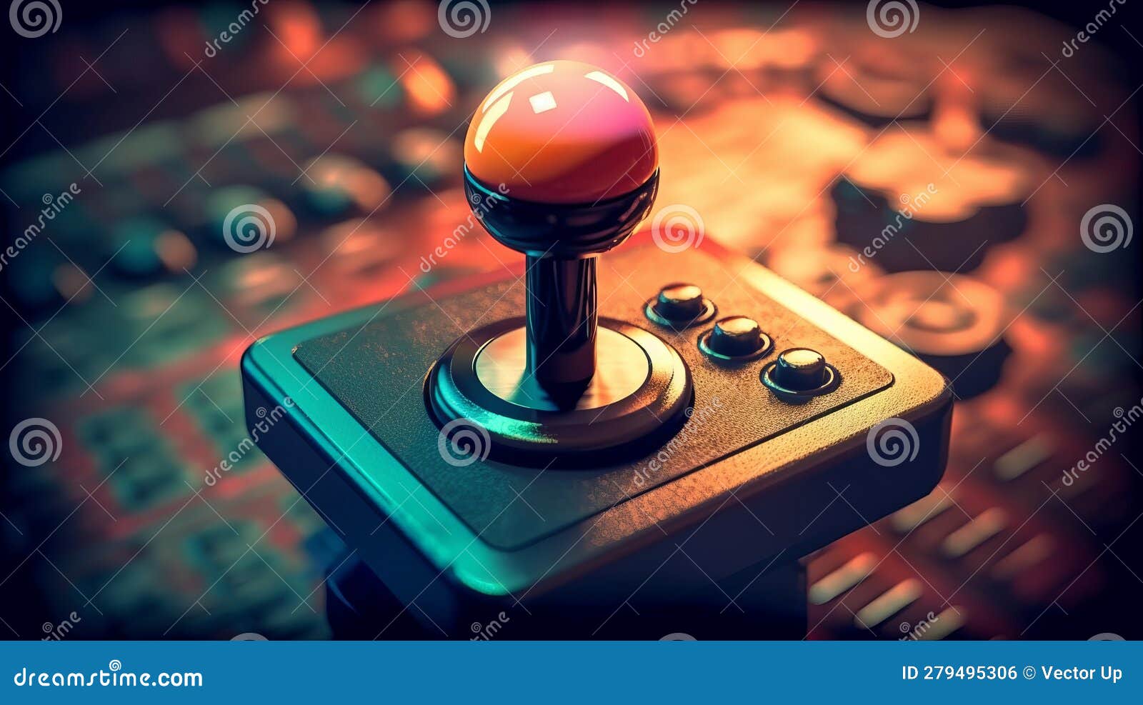 Arcade Joystick Illustration Retro Style 80s. Generative AI Stock ...