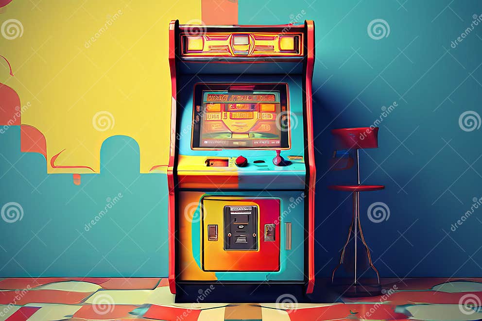 Arcade Machine a Stylized Image of an Arcade Machine with a Colo Stock ...
