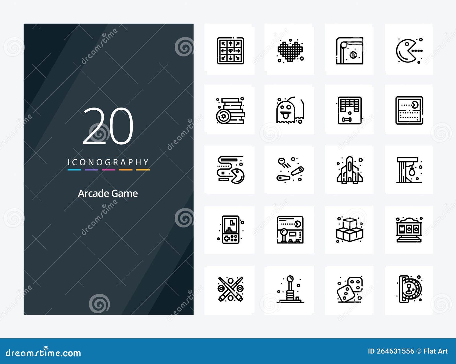 20 Arcade Outline Icon for Presentation Stock Vector - Illustration of ...