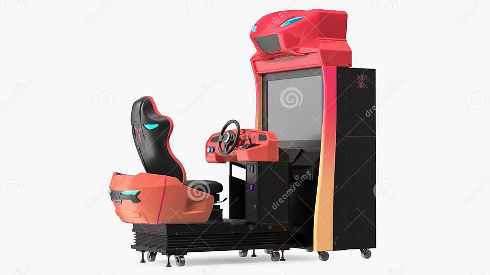 Arcade Racing Simulator with Interactive Features and Seat Stock Image ...