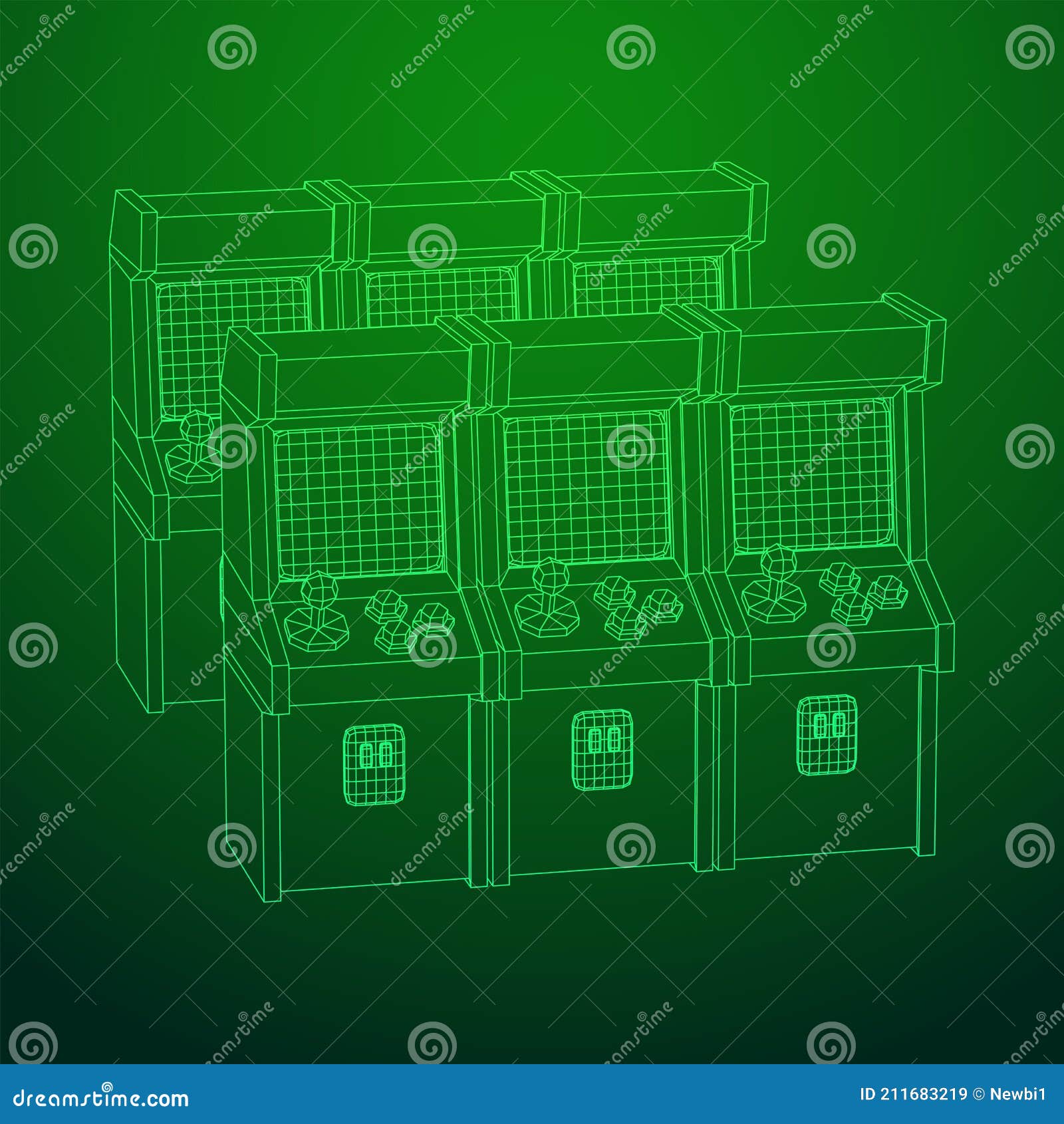 Arcade Retro Game Machine Vector Stock Vector - Illustration of monitor ...