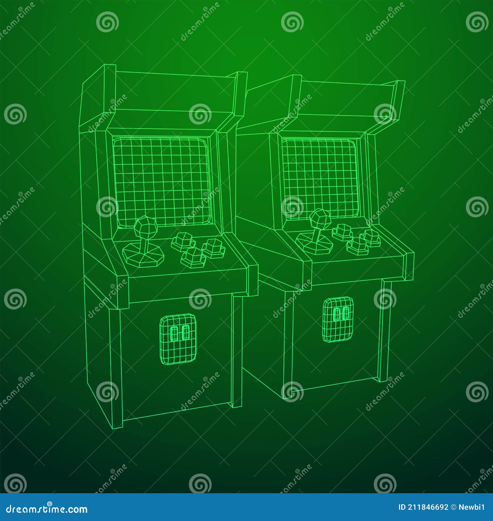 Arcade Retro Game Machine Vector Stock Illustration - Illustration of ...