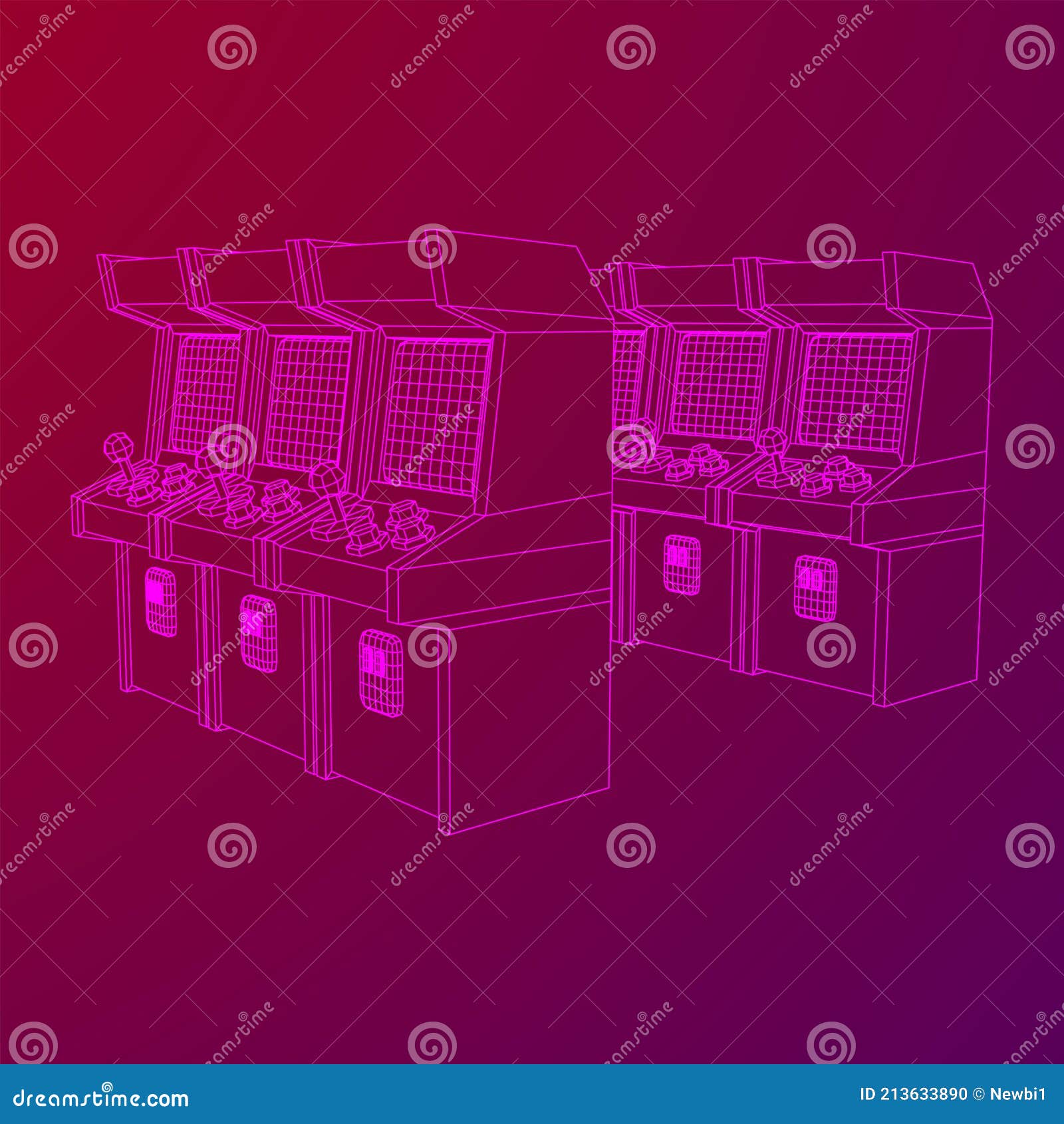Arcade Retro Game Machine. Wireframe Low Poly Mesh Stock Vector ...