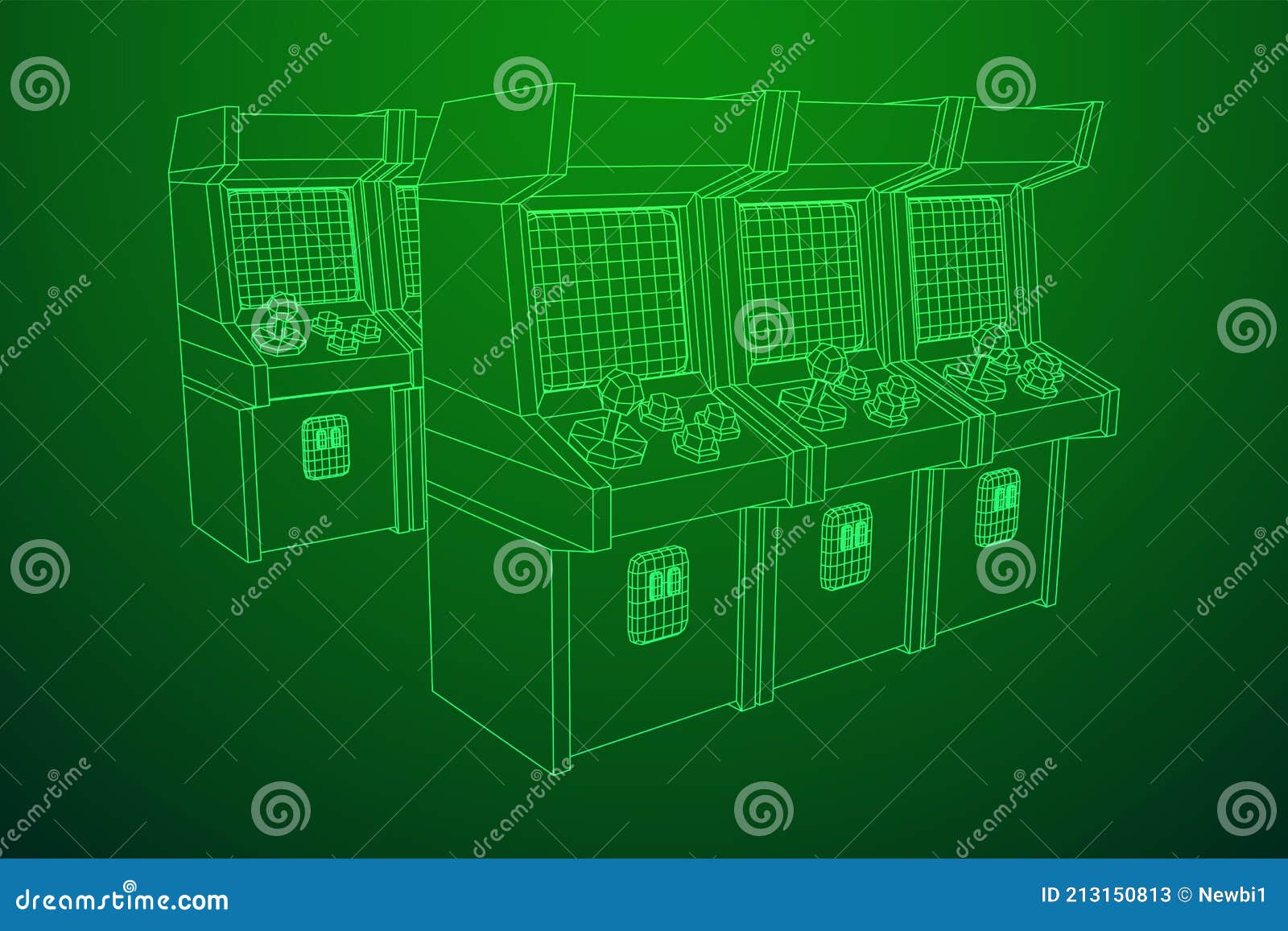 Arcade Retro Game Machine. Wireframe Low Poly Stock Vector ...