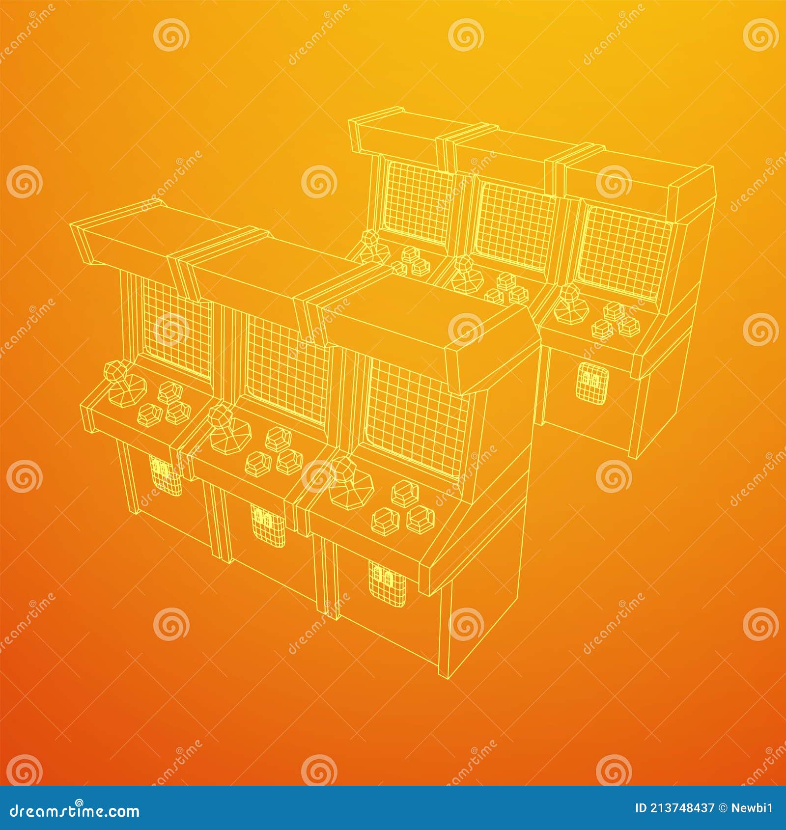 Arcade Retro Game Machine. Wireframe Low Poly Mesh Stock Vector ...
