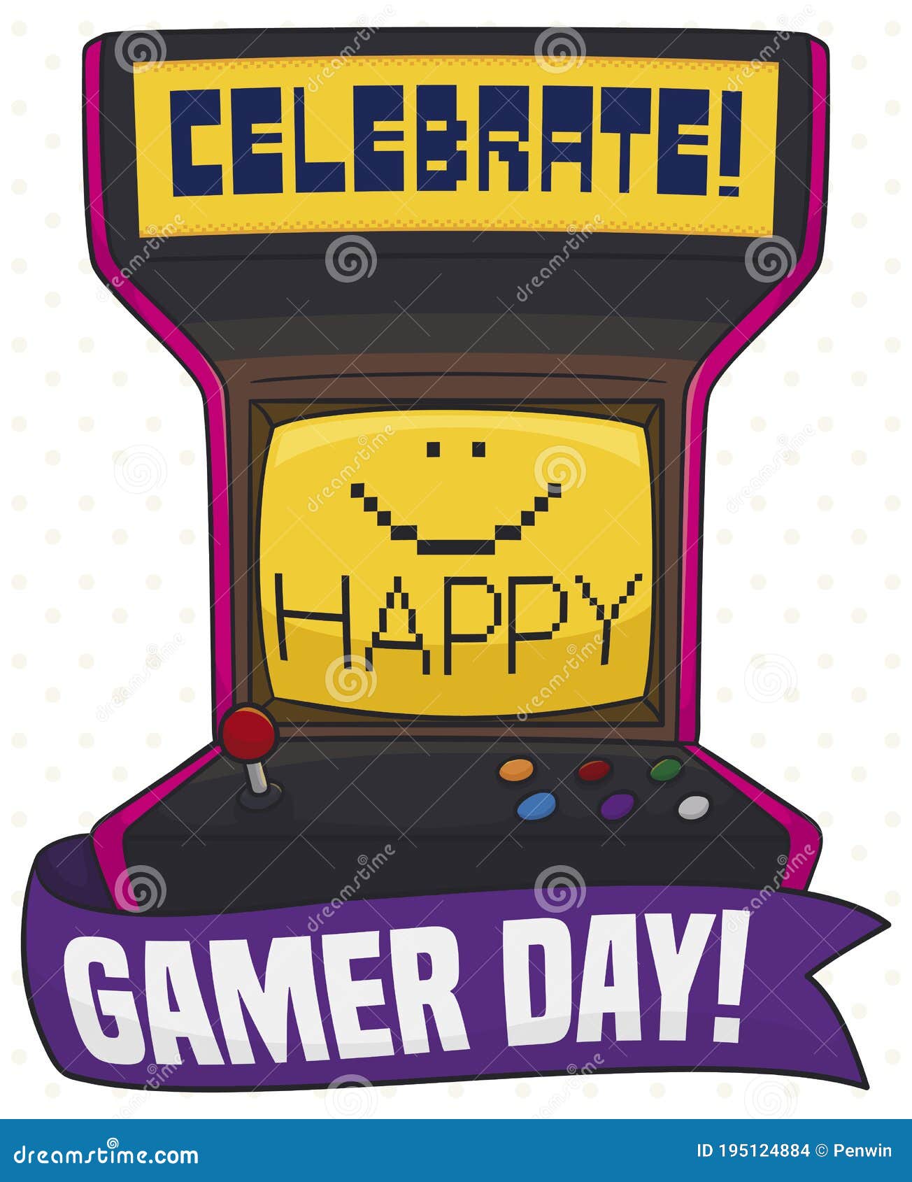 Arcade Smiling at You because it is Gamer Day, Vector Illustration ...