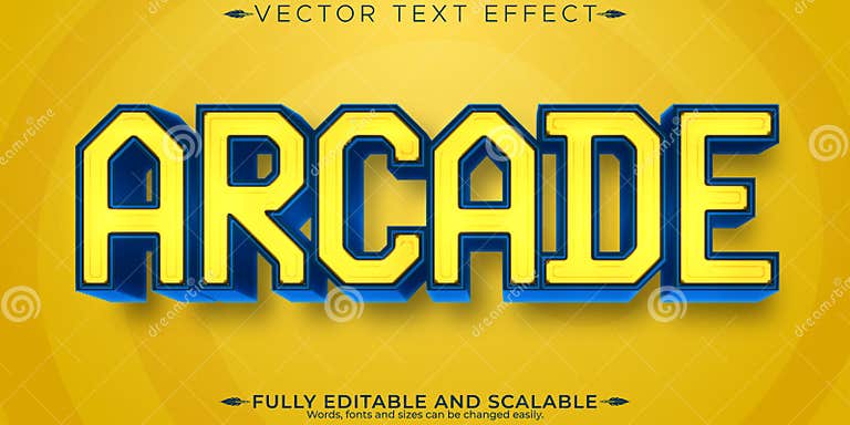 Arcade Text Effect, Editable Game and Retro Text Style Stock Vector ...
