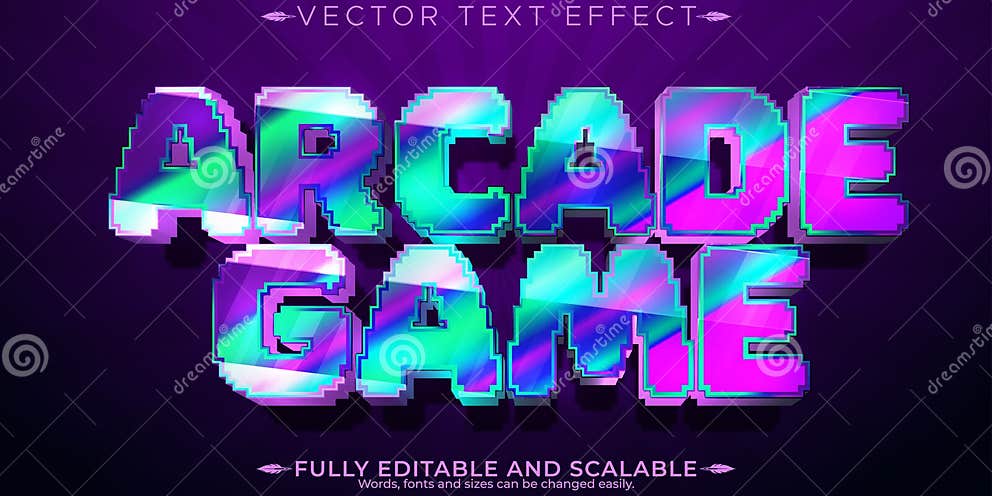 Arcade Text Effect, Editable Pixel and Retro Text Style Stock Vector ...