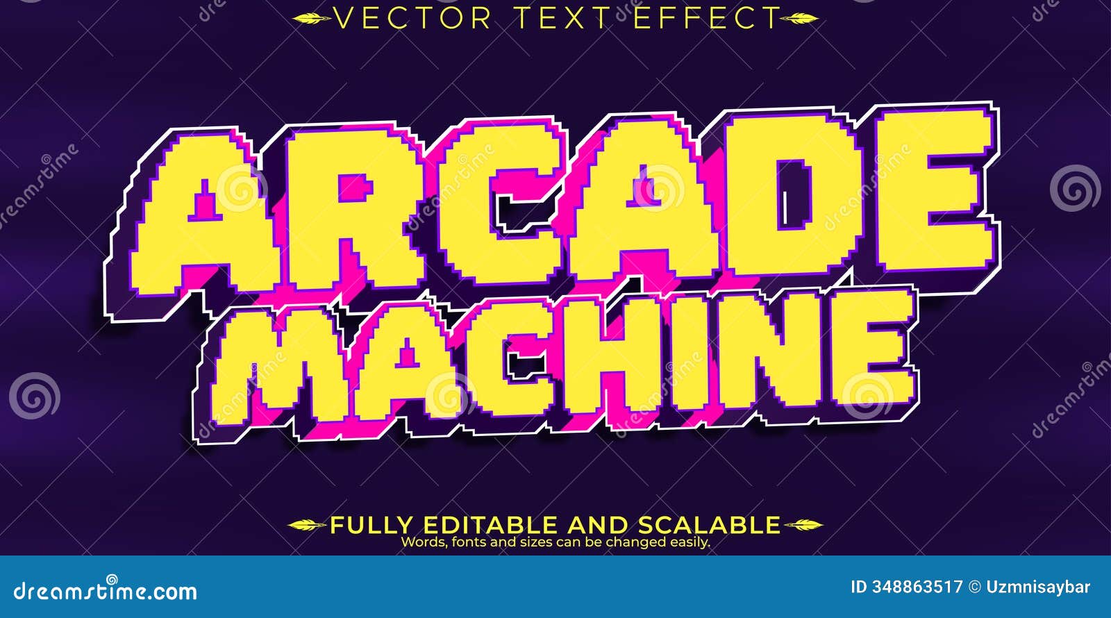 Arcade Text Effect, Editable Pixel And Retro Text Style Cartoon Vector ...