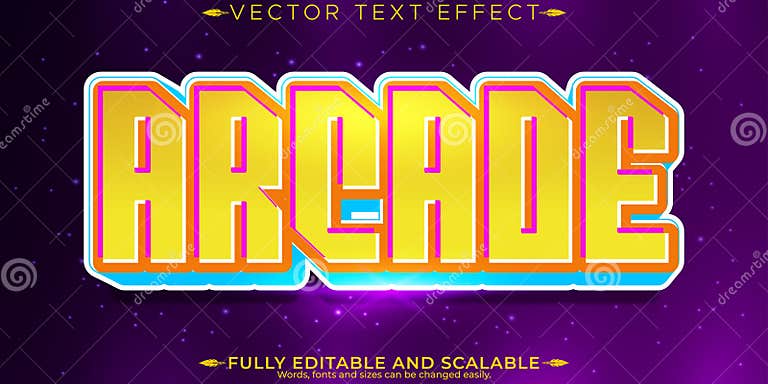 Arcade Text Effect, Editable Pixel and Retro Text Style Stock Vector ...