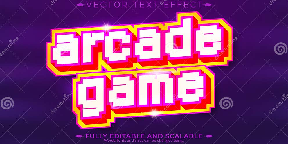 Arcade Text Effect, Editable Pixel and Retro Text Style Stock Vector ...