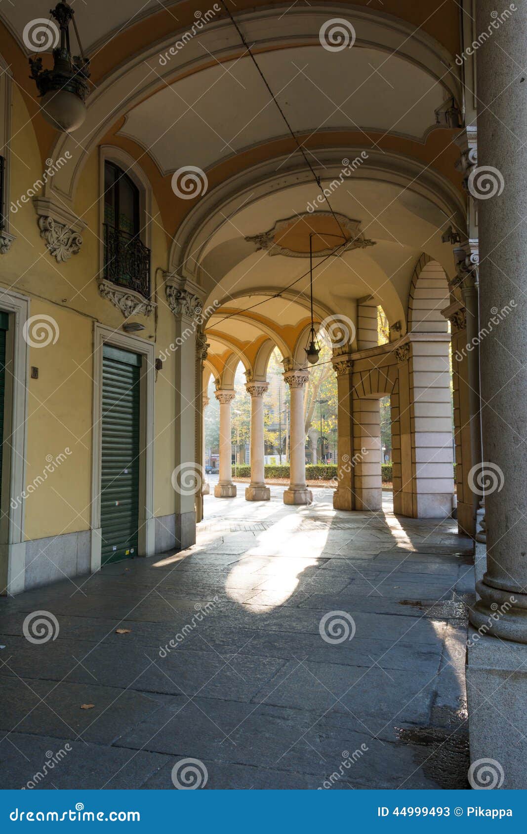 The arcade in Turin, Italy stock image. Image of arcade - 44999493