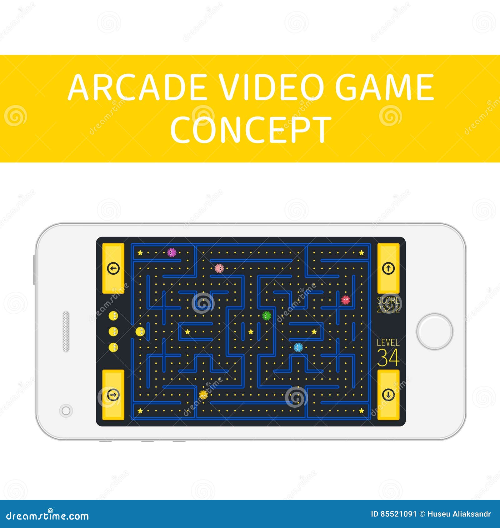 Arcade video game concept. editorial photo. Illustration of monster ...