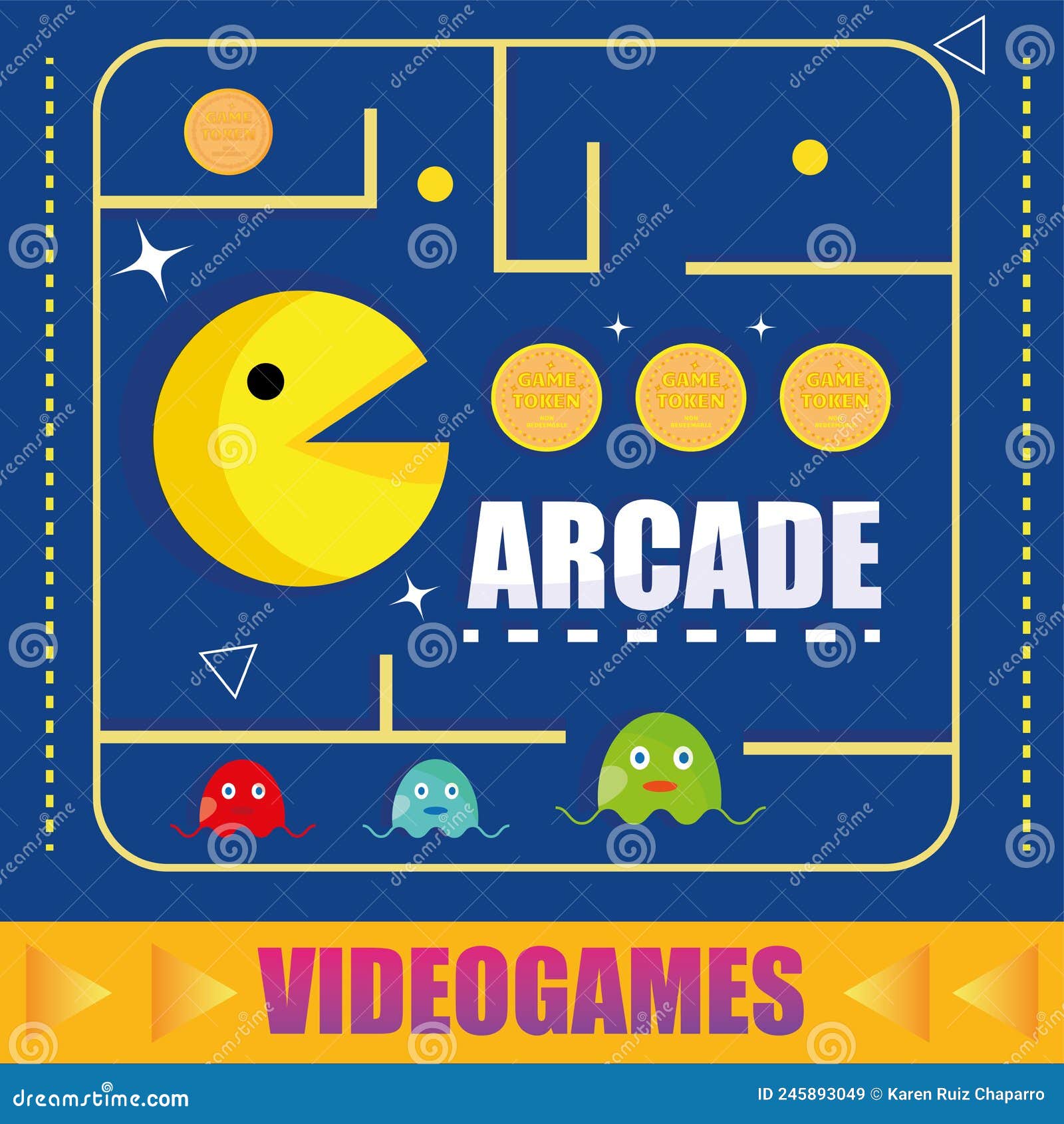 Arcade Videogame Scenario with Text Videogame Vector Stock Vector ...