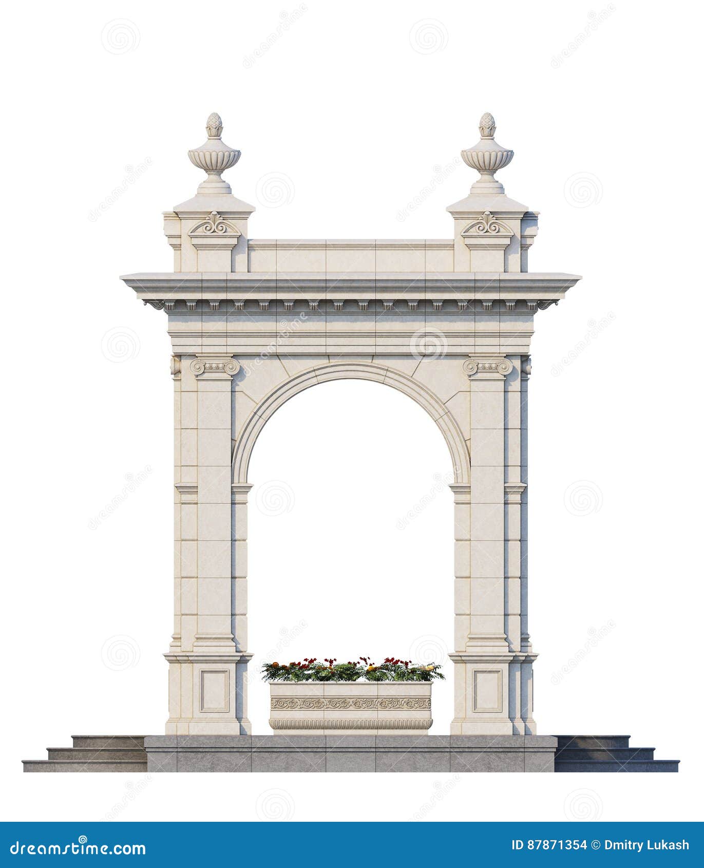 Arcade from a White Stone in Classic Style. 3d Render Stock ...