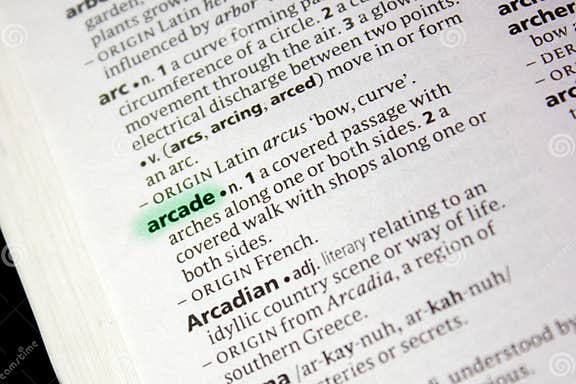 Arcade Word or Phrase in a Dictionary Stock Image - Image of definition ...