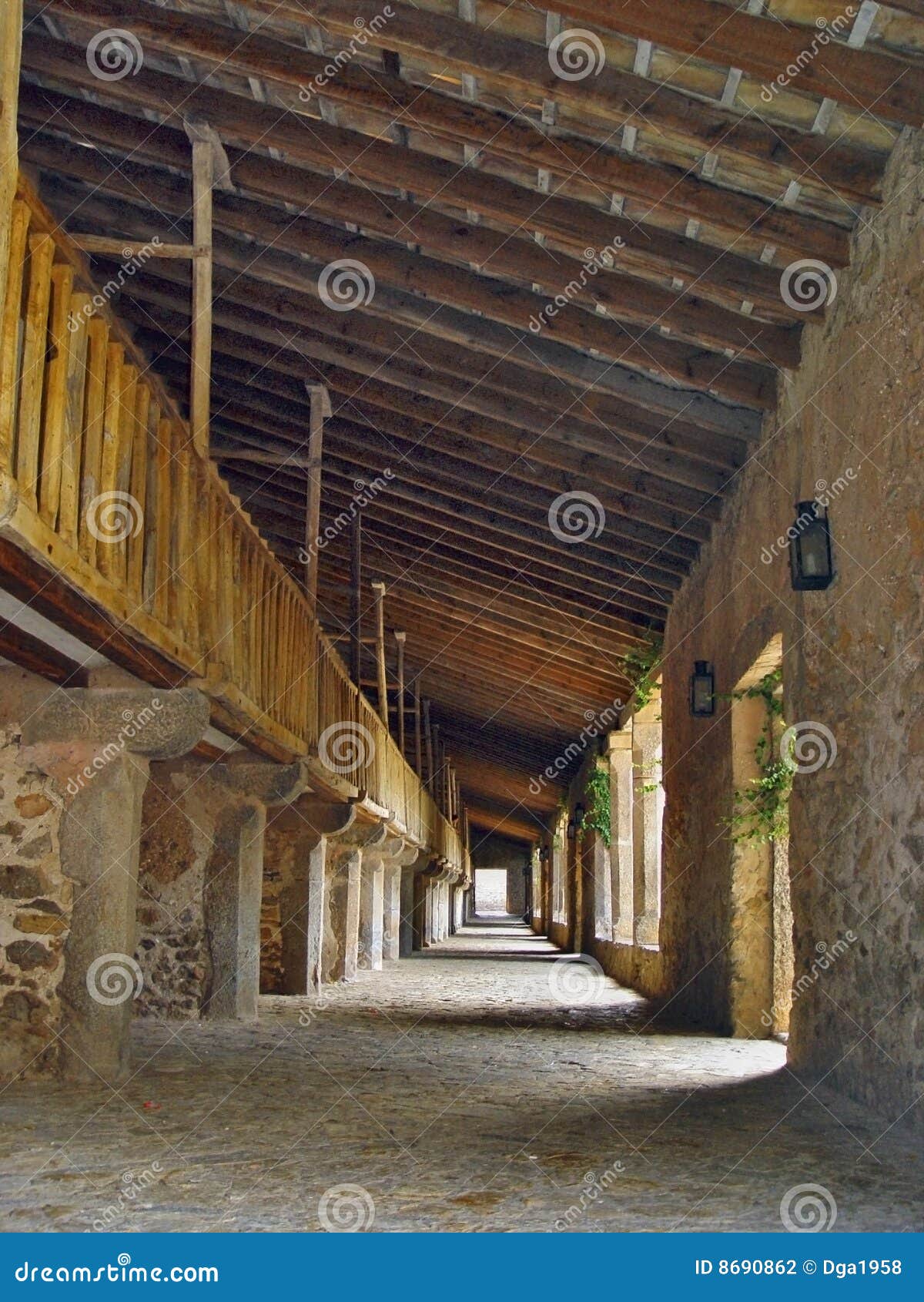 Arcades in the Monastery of Lluc, Mallorca, Spain Stock Photo - Image ...