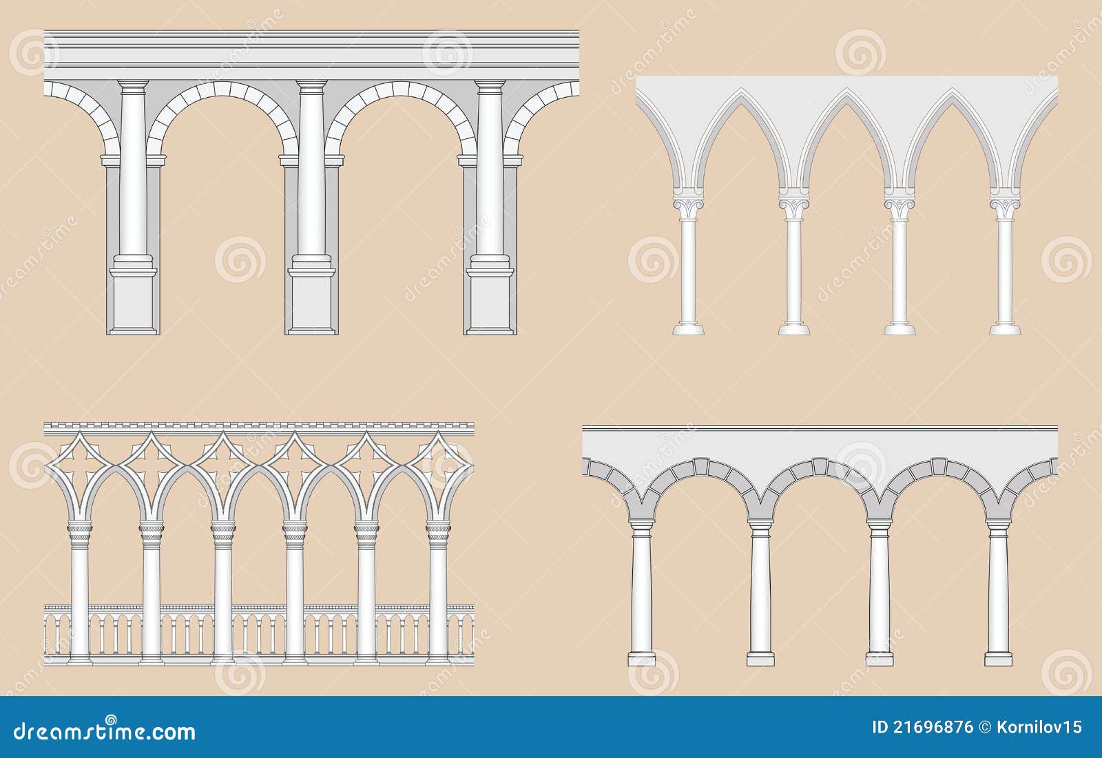 Arcades (Roman, Gothic, Venetian, Renaissance) Stock Vector ...